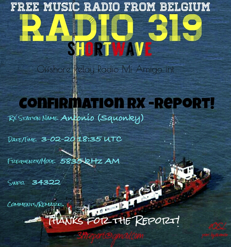 Recibida E-QSL de Radio 319 – El Radioescucha