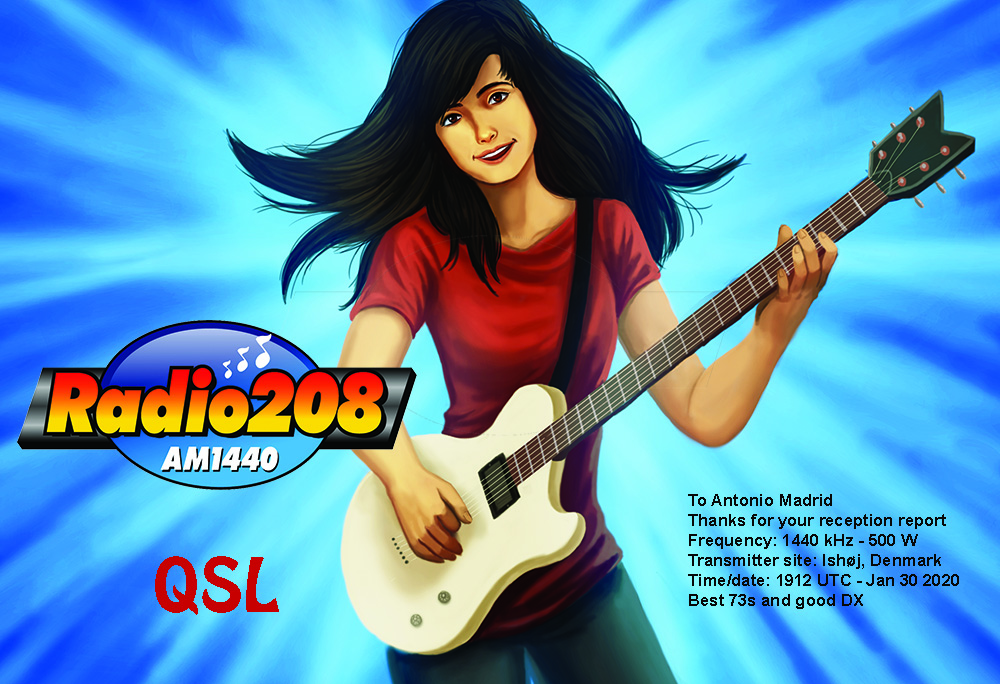 Recibida E-QSL de Radio208 – El Radioescucha