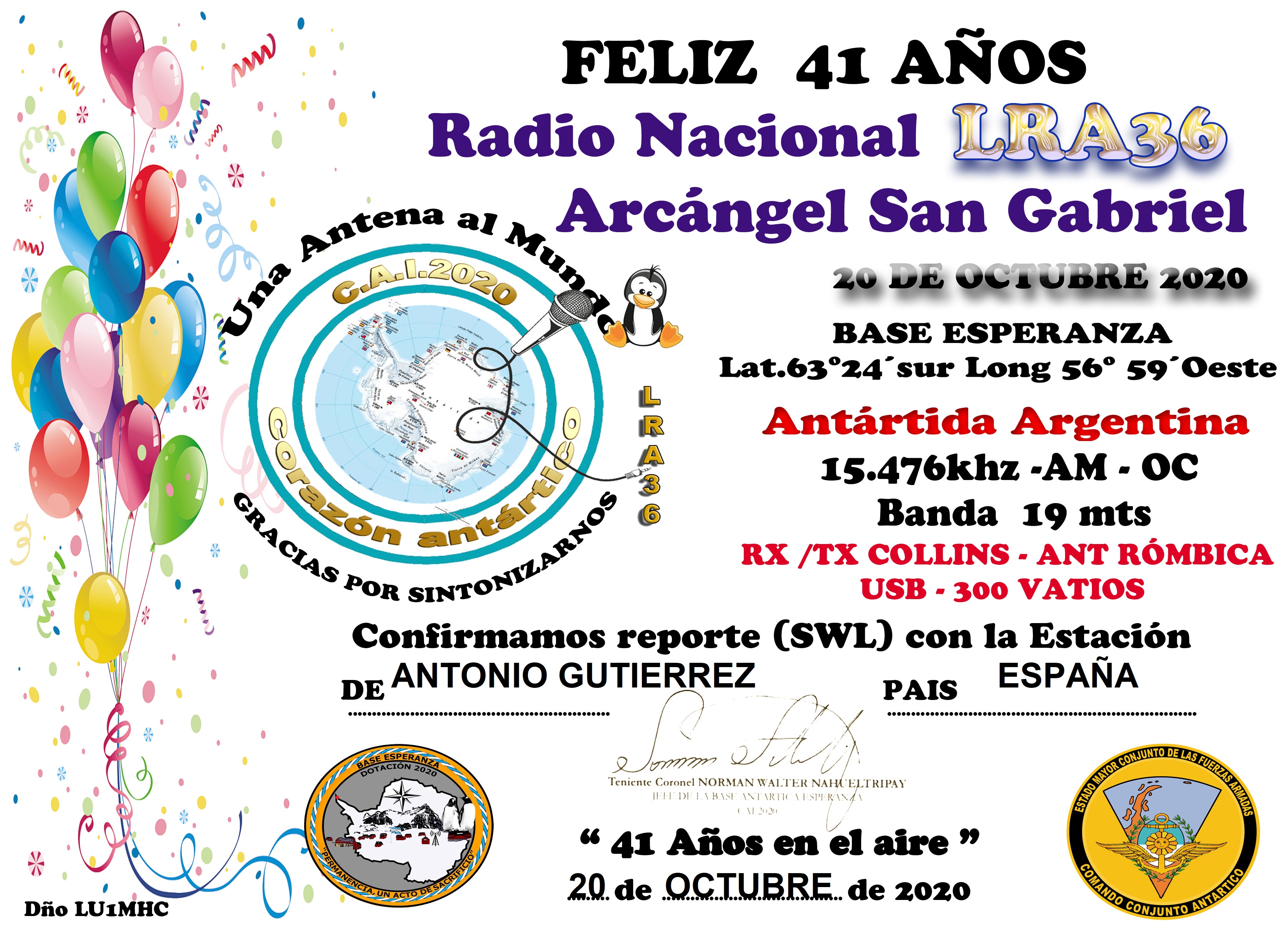 Recibida E-QSL Especial de LRA36 – El Radioescucha