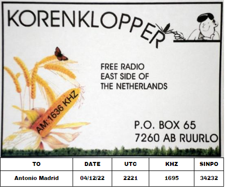 Recibida E-QSL de Radio Korenklopper – El Radioescucha
