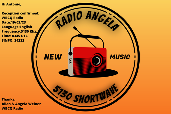 Recibida E-QSL de WBCQ – Radio Angela – El Radioescucha