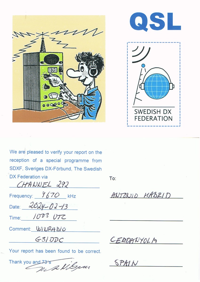 Recibida E-QSL de SDXF – El Radioescucha