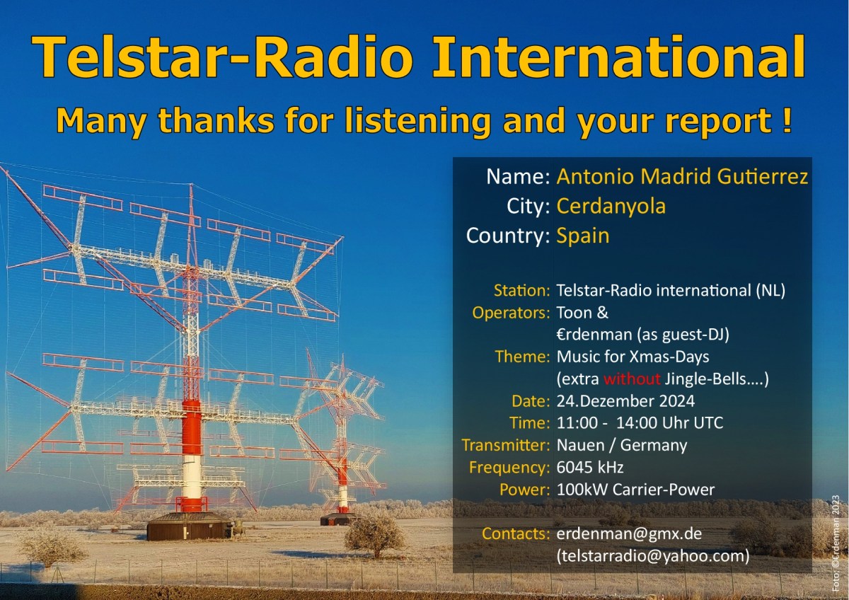 Recibida E-QSL de Telstar Radio Inter. – El Radioescucha